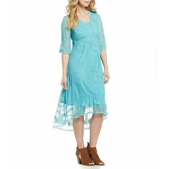 Reba | Dresses | Reba Camilla Embroidered Floral Mesh Lace Boho Dress ...